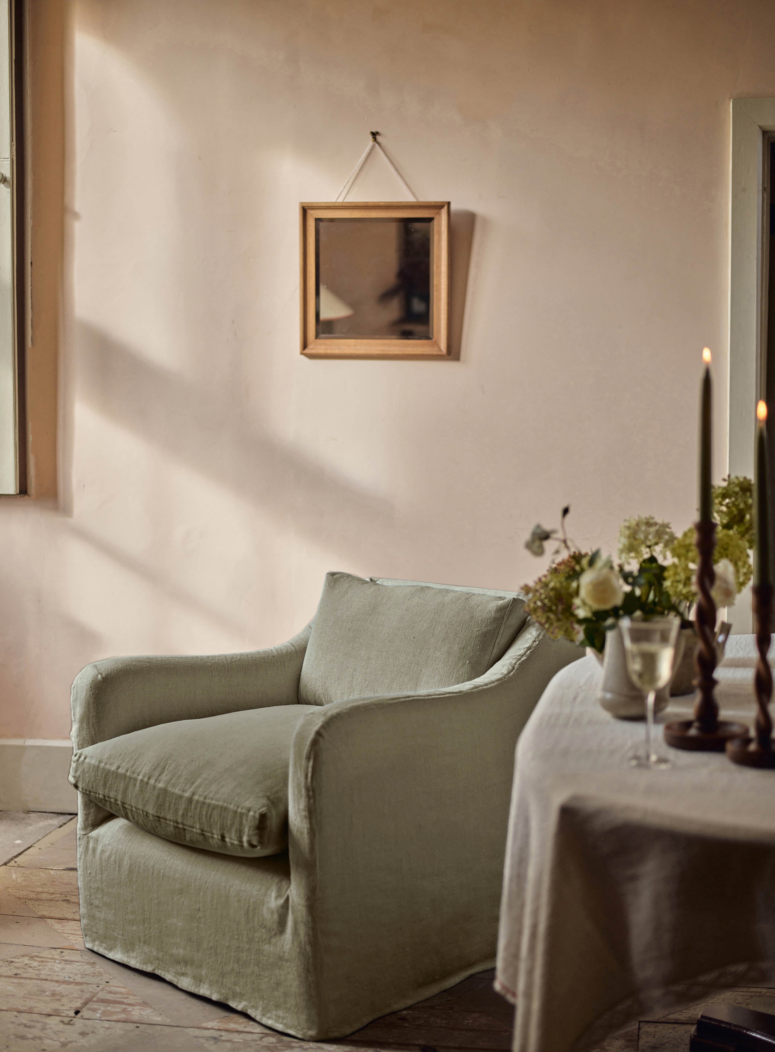 Warren Loose Cover Armchair, Rust Linen | Rowen & Wren