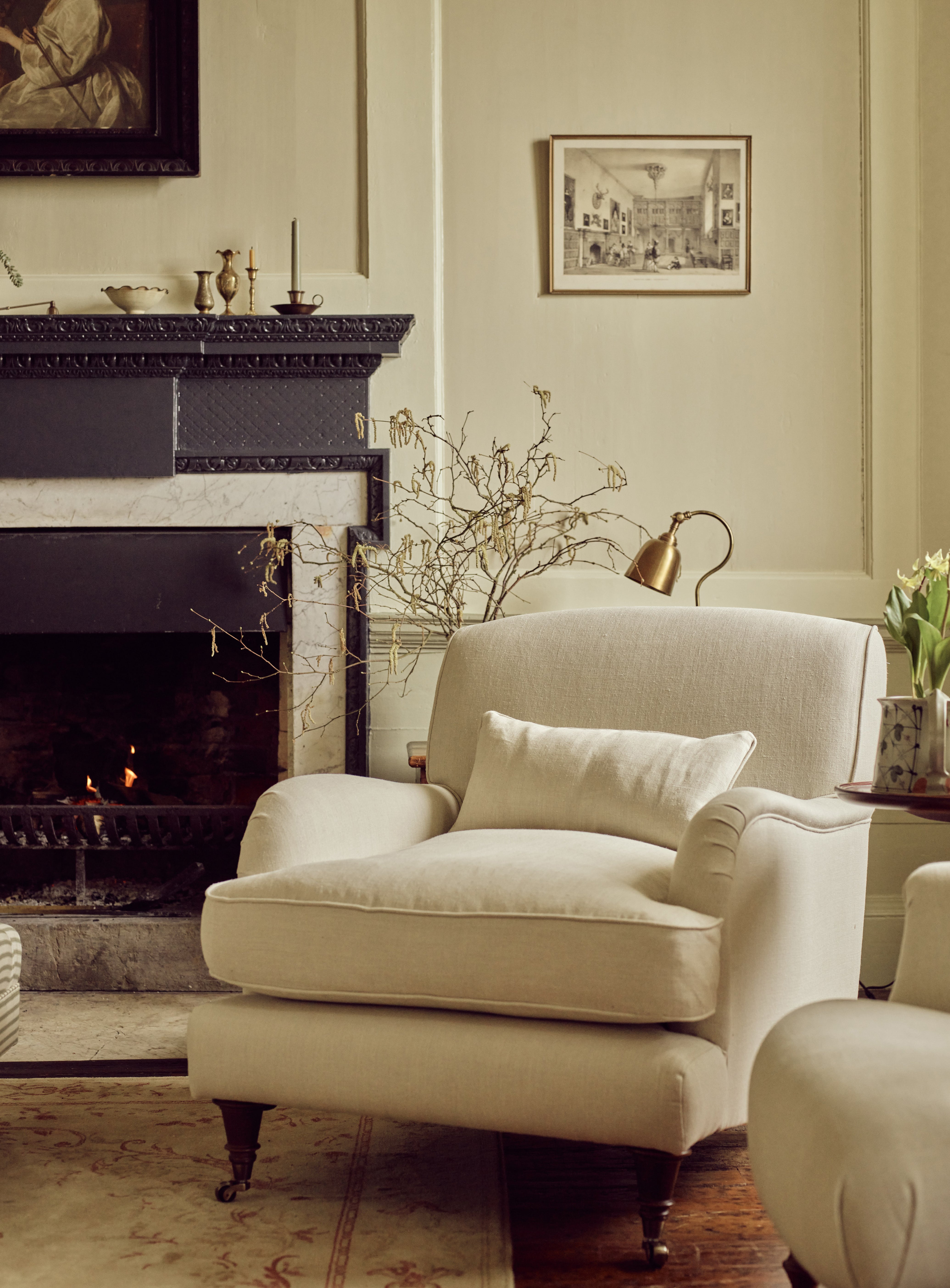 Abington Armchair, Olive Linen | Rowen & Wren