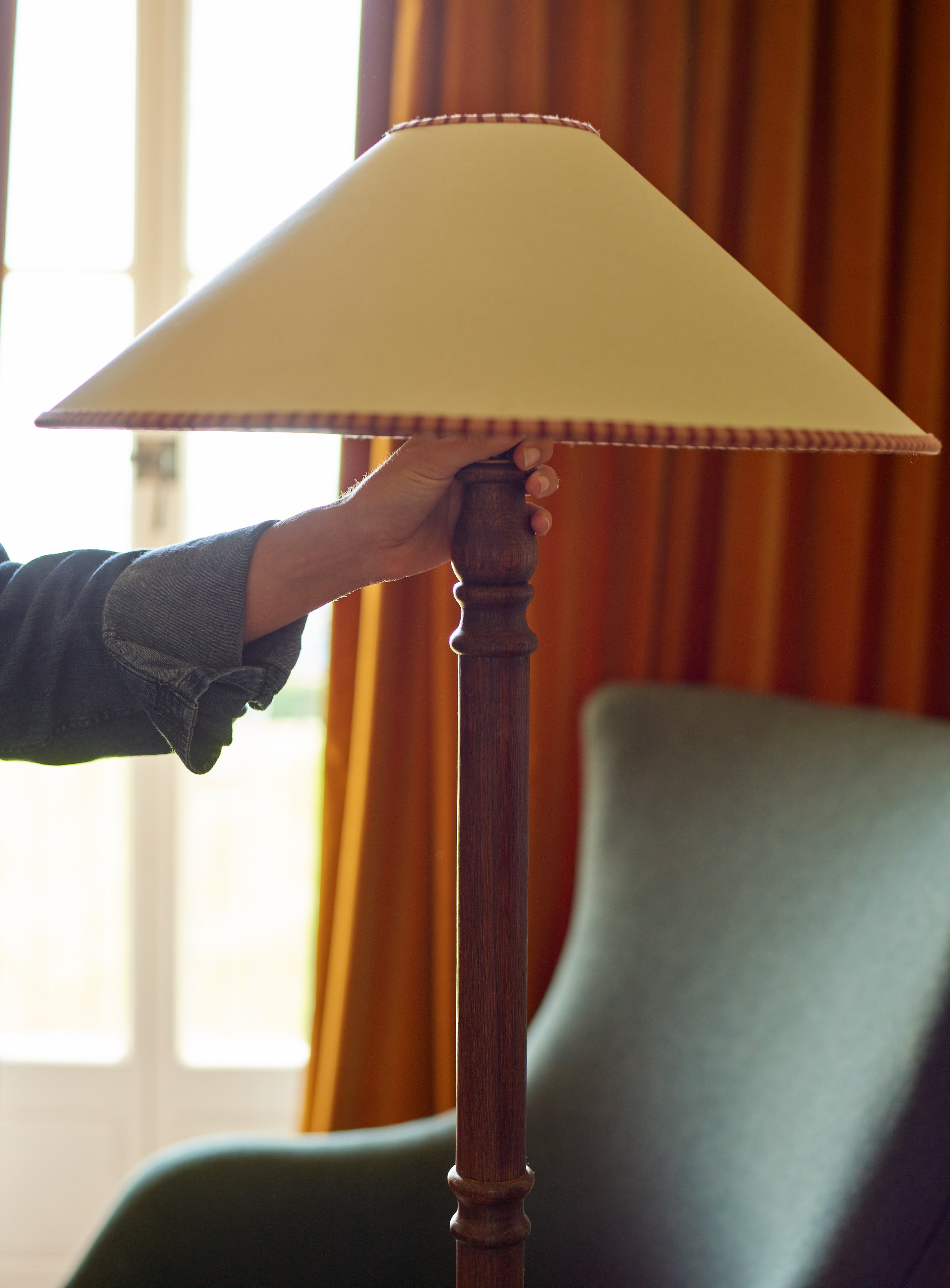 Arlo Card Lampshade, Large, Pink Stripe Trim | Rowen & Wren