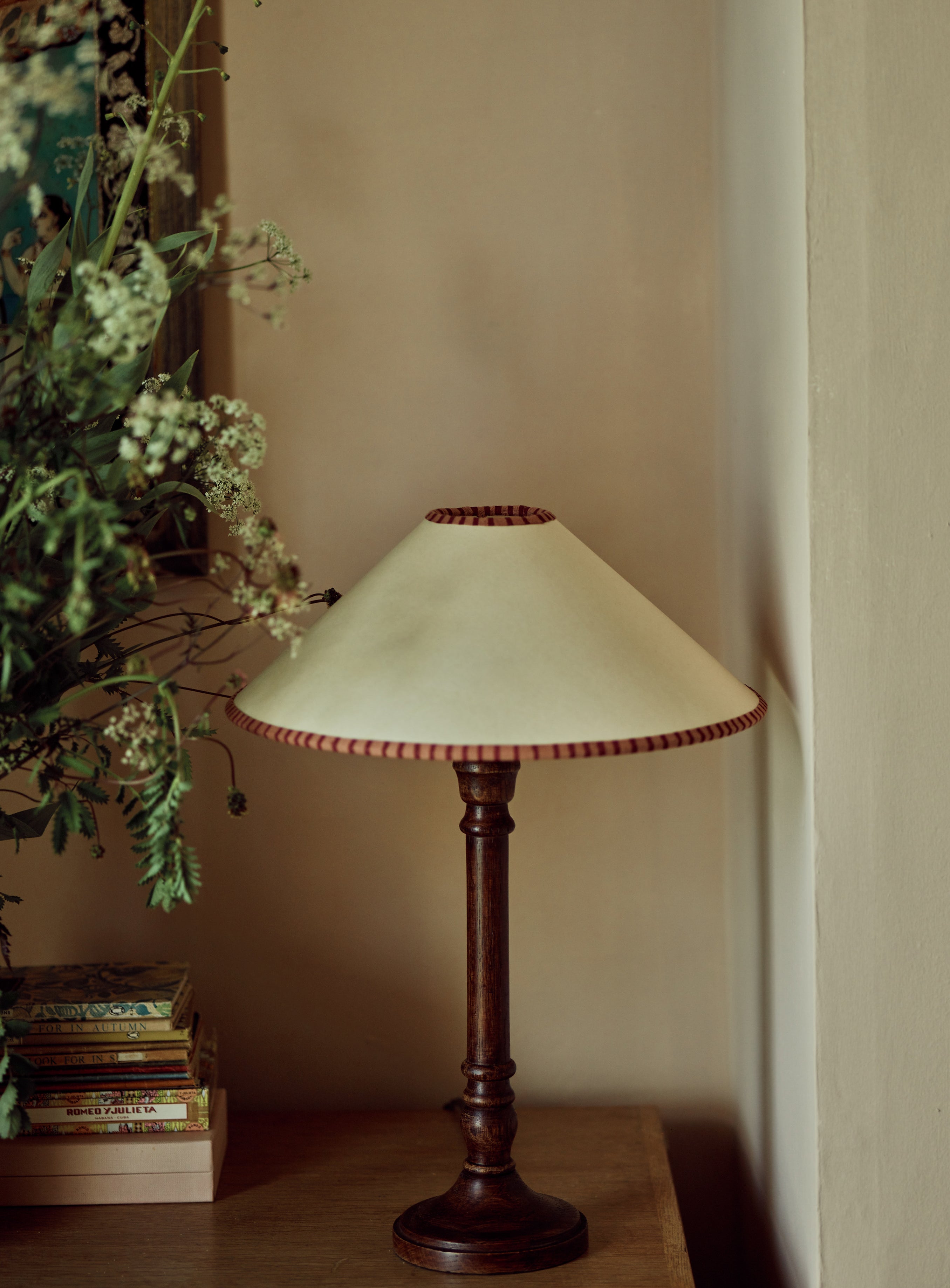 Arlo Card Lampshade, Medium, Pink Stripe Trim | Rowen & Wren