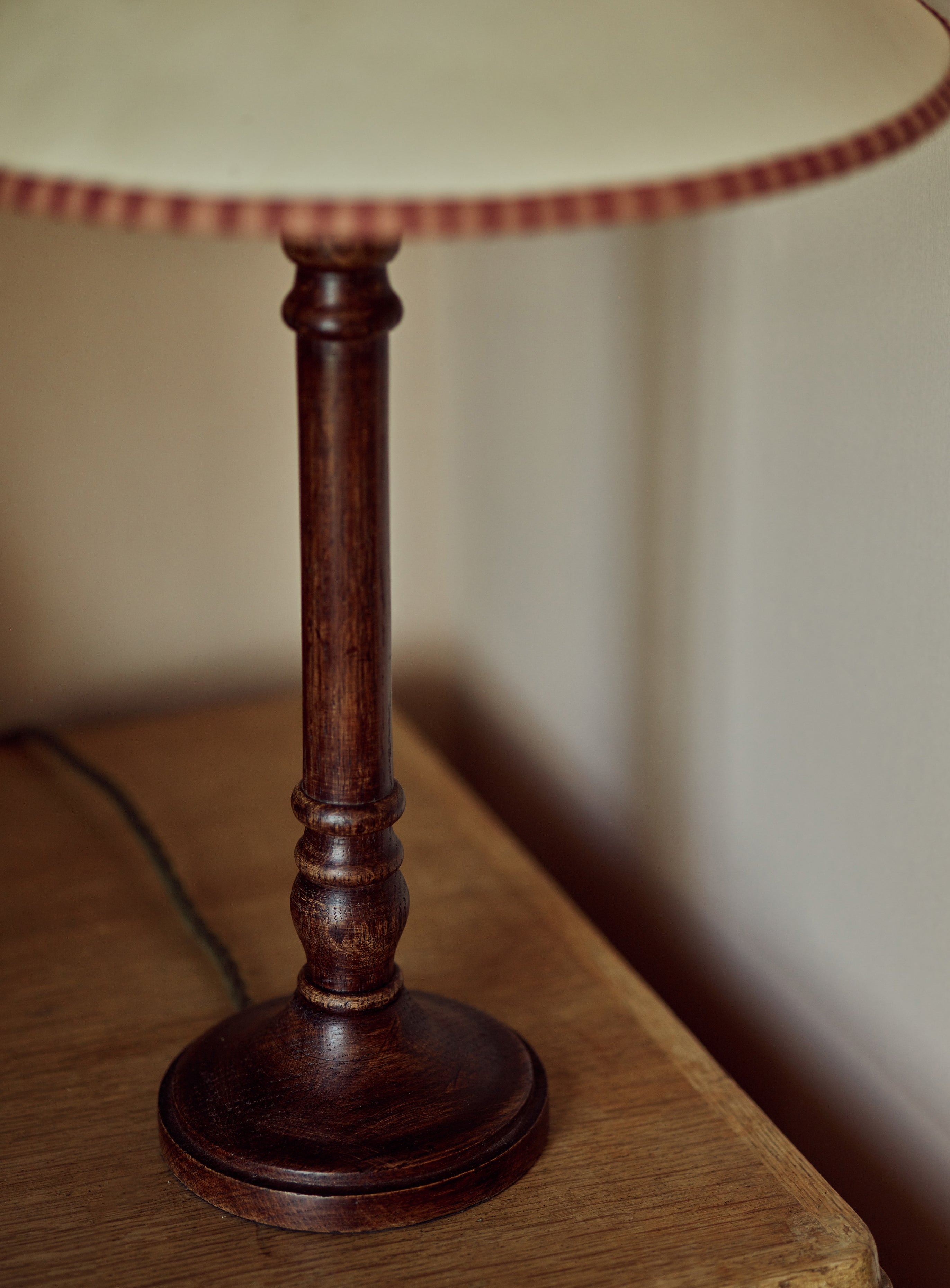 Dark Wood Table Lamp | Oak Base | Rowen & Wren