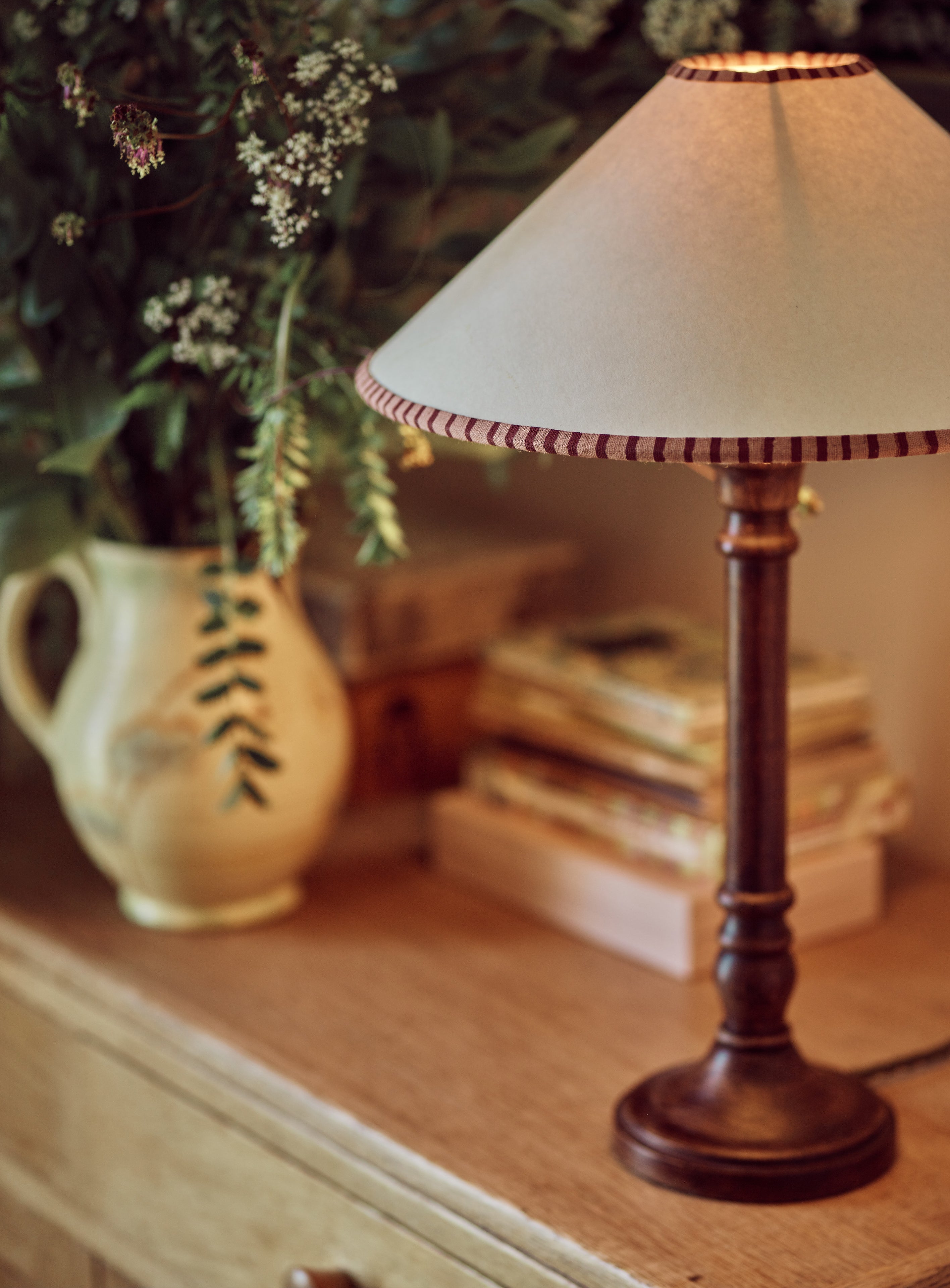 Arlo Card Lampshade, Medium, Pink Stripe Trim | Rowen & Wren