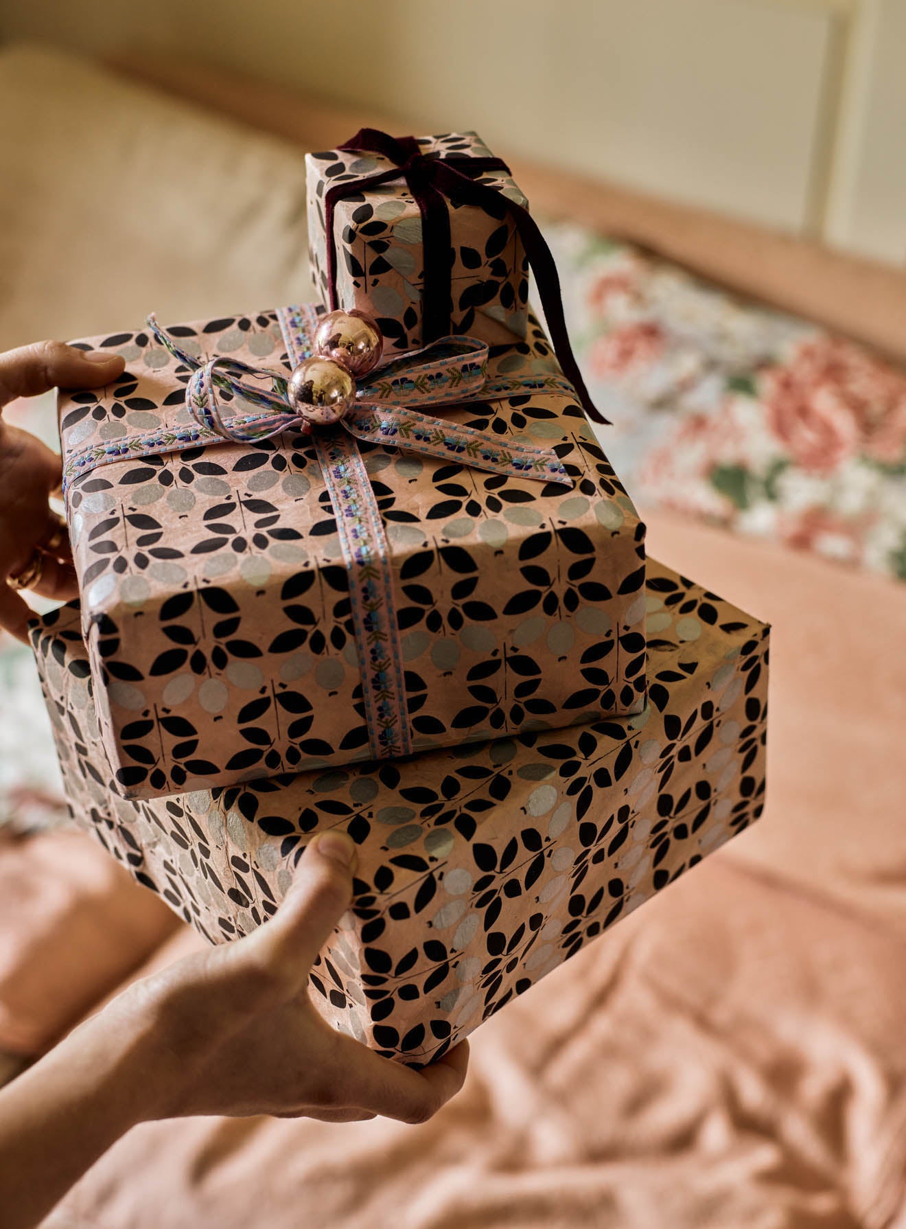 Handmade Wrapping Paper, Blush Floral, Set of Three – Rowen & Wren