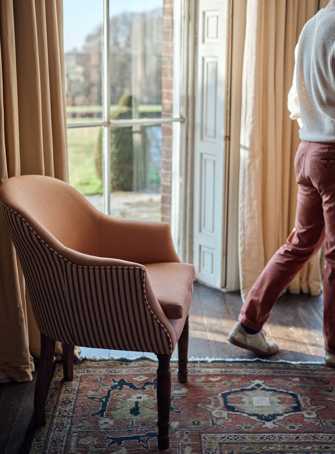 Bennett Library Chair, Plaster Pink & Heritage Red Stripe – Rowen & Wren
