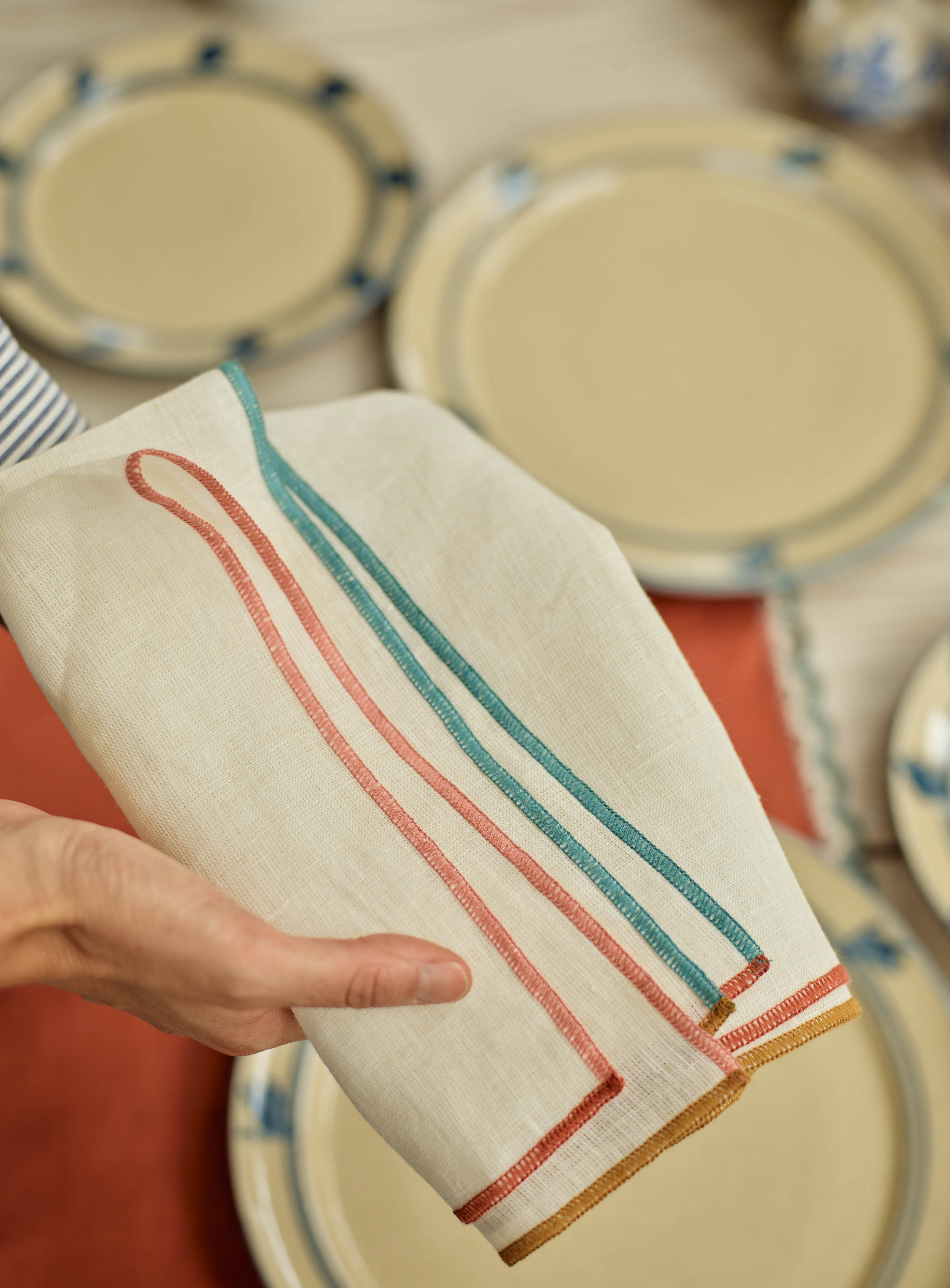 Contrast Trim Linen Napkin, Set of Two | Rowen & Wren