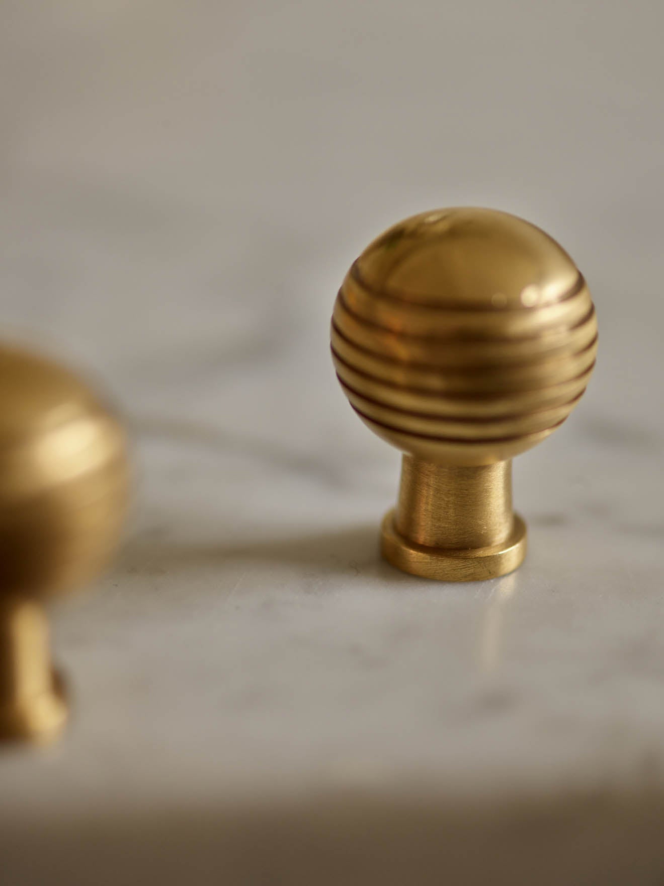 Grove Grooved Rounded Knob, Matt Brass | Rowen & Wren