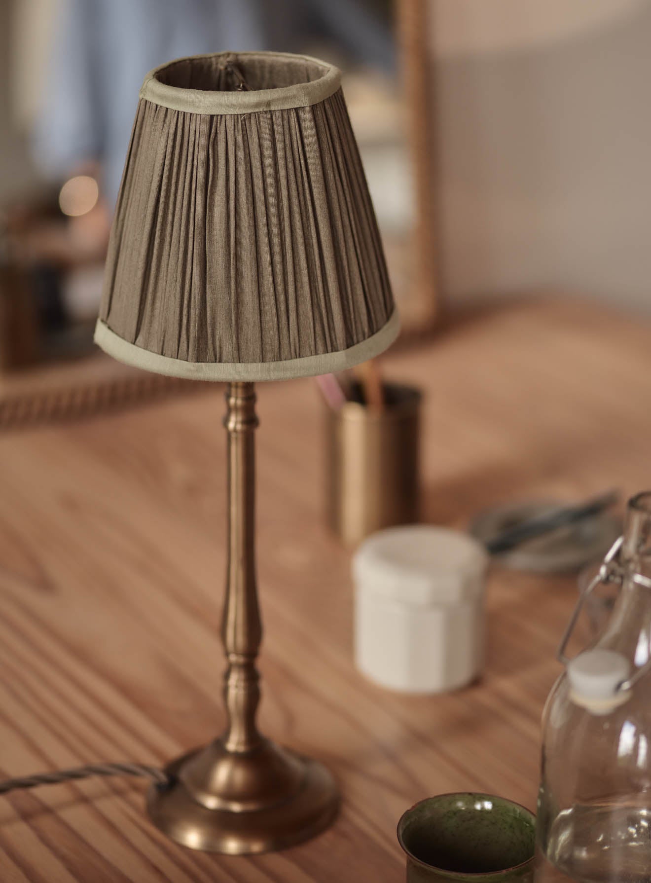 Olive Green Pleated Silk Lampshade, Small | Rowen & Wren