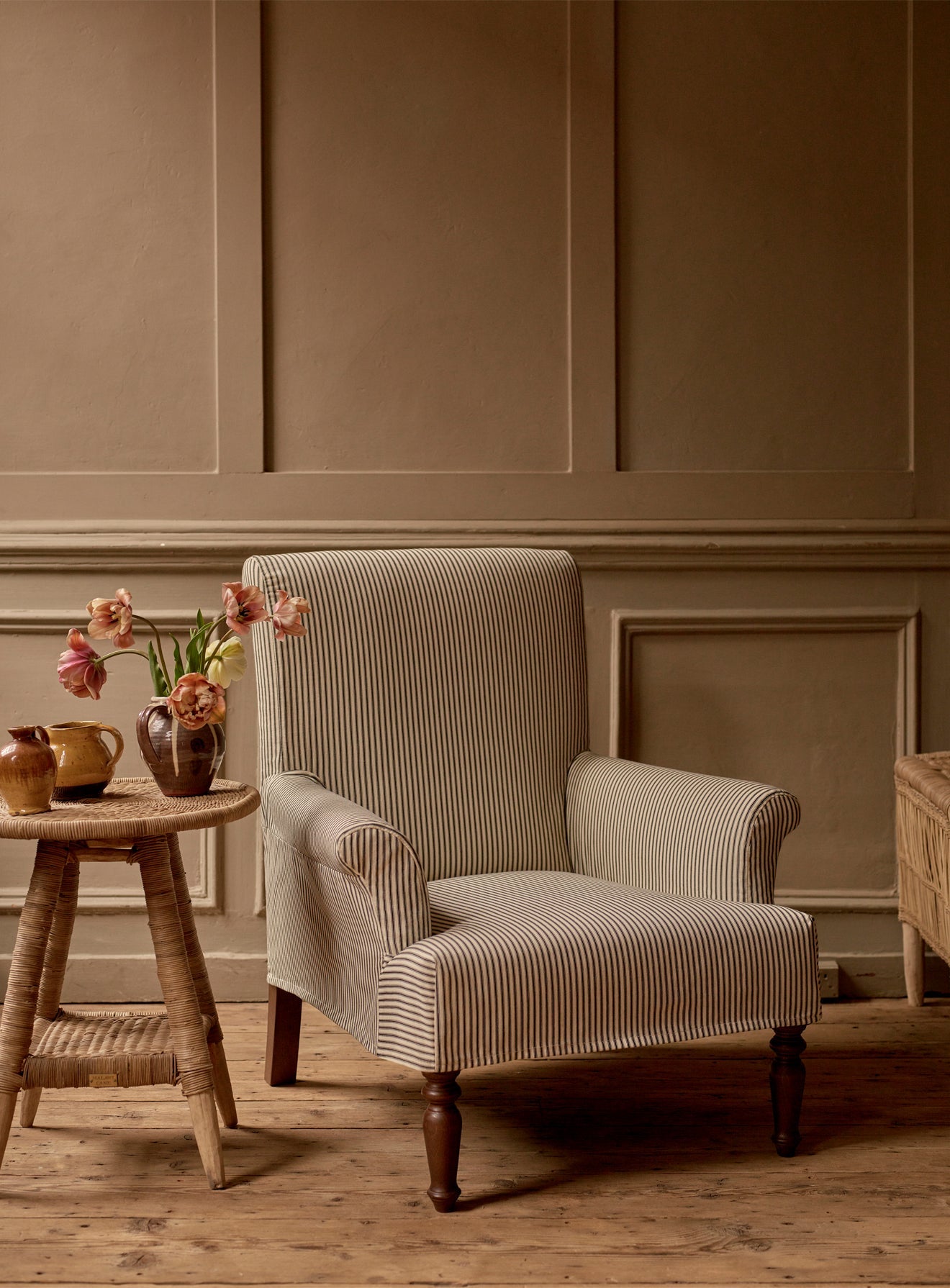 Wilford Armchair, Heritage Red Stripe | Rowen & Wren