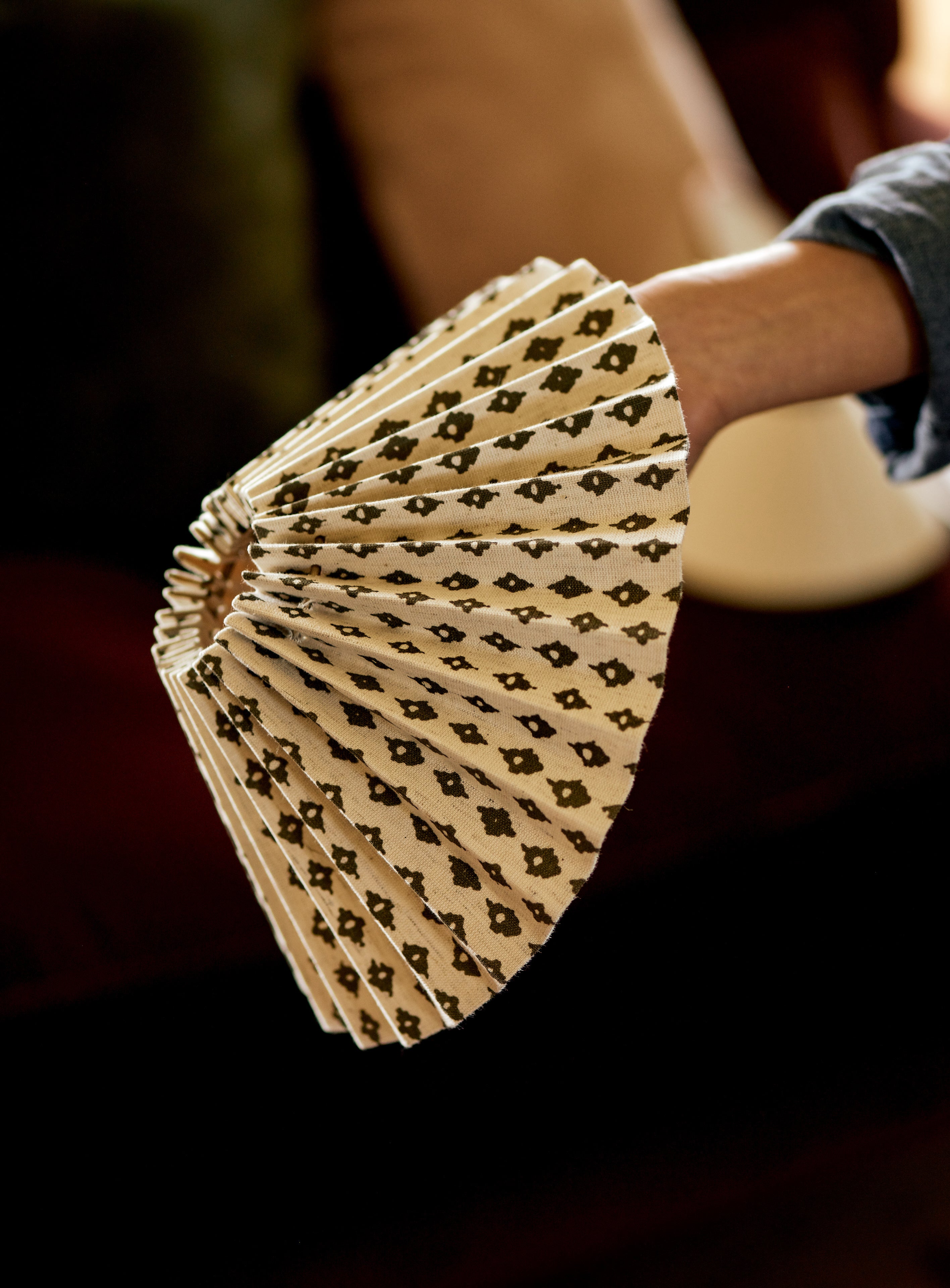 Nora Pleated Lampshade, Small, Ditsy Olive | Rowen & Wren