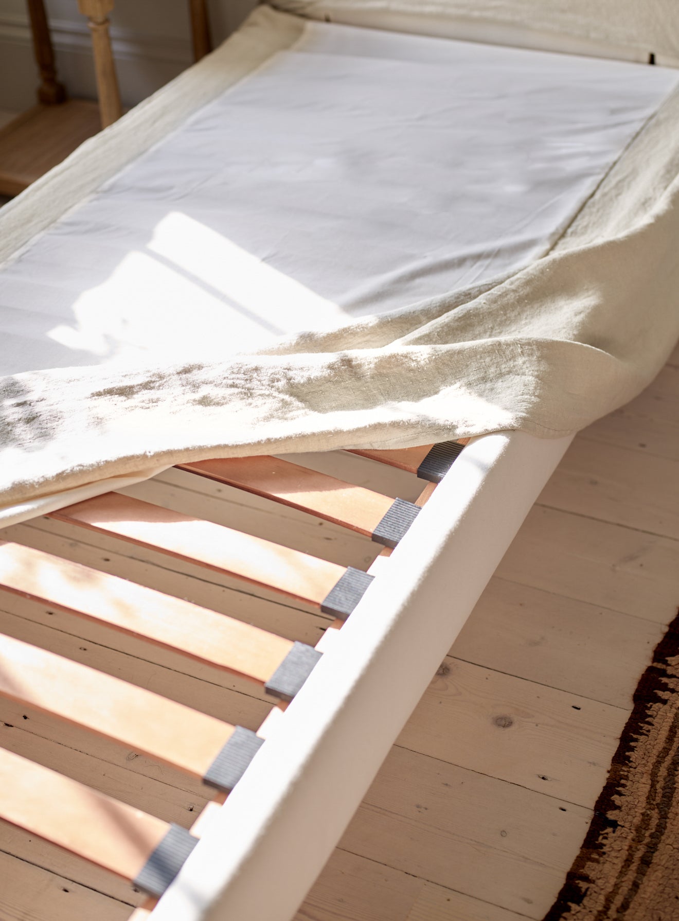 Mila Upholstered Bed Base, Flax Linen | Rowen & Wren