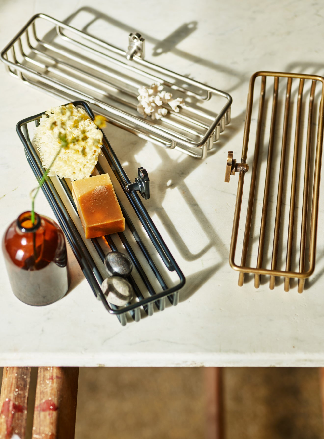 Bilton Shower Caddy, Blackened Brass | Rowen & Wren